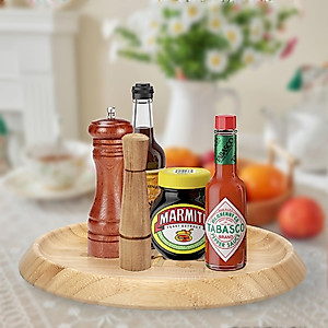 MinBoo 9" Bamboo Lazy Susan Organizer Kitchen Turntable for Cabinet Pantry Table Organization