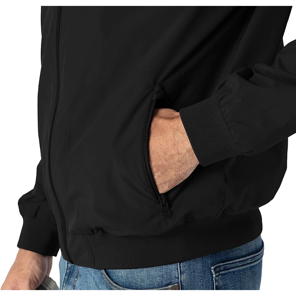 Rdruko Men's Windbreaker Lightweight Bomber Jacket Causal Fashion Light Jacket(Black, US L)