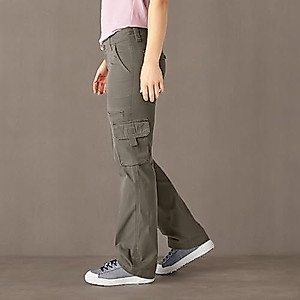 Dickies Women's Relaxed Fit Cargo Pants, Rinsed Grape Leaf Green, 10