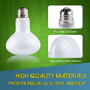 Jugbuy Reptile Heat Lamp Bulb, 100 Watt UVA Daylight Basking Spot Light for Bearded Dragon, Turtle, Lizard, Snake, Tortoise, Chameleon, Amphibians - 2 Pack