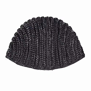 FEEL ME Braided Cap 1Pc Crochet Wig Cap in Cornrow Sew Hair for Making Synthetic Wig or Weave Easier Sew In Crochet Braided Wig Caps Medium Size Black Crochet Cornrow Cap for Crochet Braids