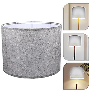 NOLITOY Drum Lampshade for Table Lamps Floor Lamp, 12.9 x 12.9 x 10 inch Linen Lamp Shade Medium Fabric Lamp Cover Handcraft Lampshade Replacement Grey