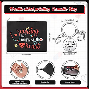 12 Pcs Nurse Appreciation Gift Set 6 Nurse Makeup Bags and 6 Nurse Appreciation Keychains Nurse Christmas Gift for Women(Novel Style)