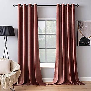 MIULEE Velvet Curtains Dusty Rose Grommet Curtains Thermal Insulated Soundproof Room Darkening Curtains/Drapes for Living Room Bedroom Decor 52x90 Inch Set of 2 Bundle Pinch Pleated Curtains 2 Panels