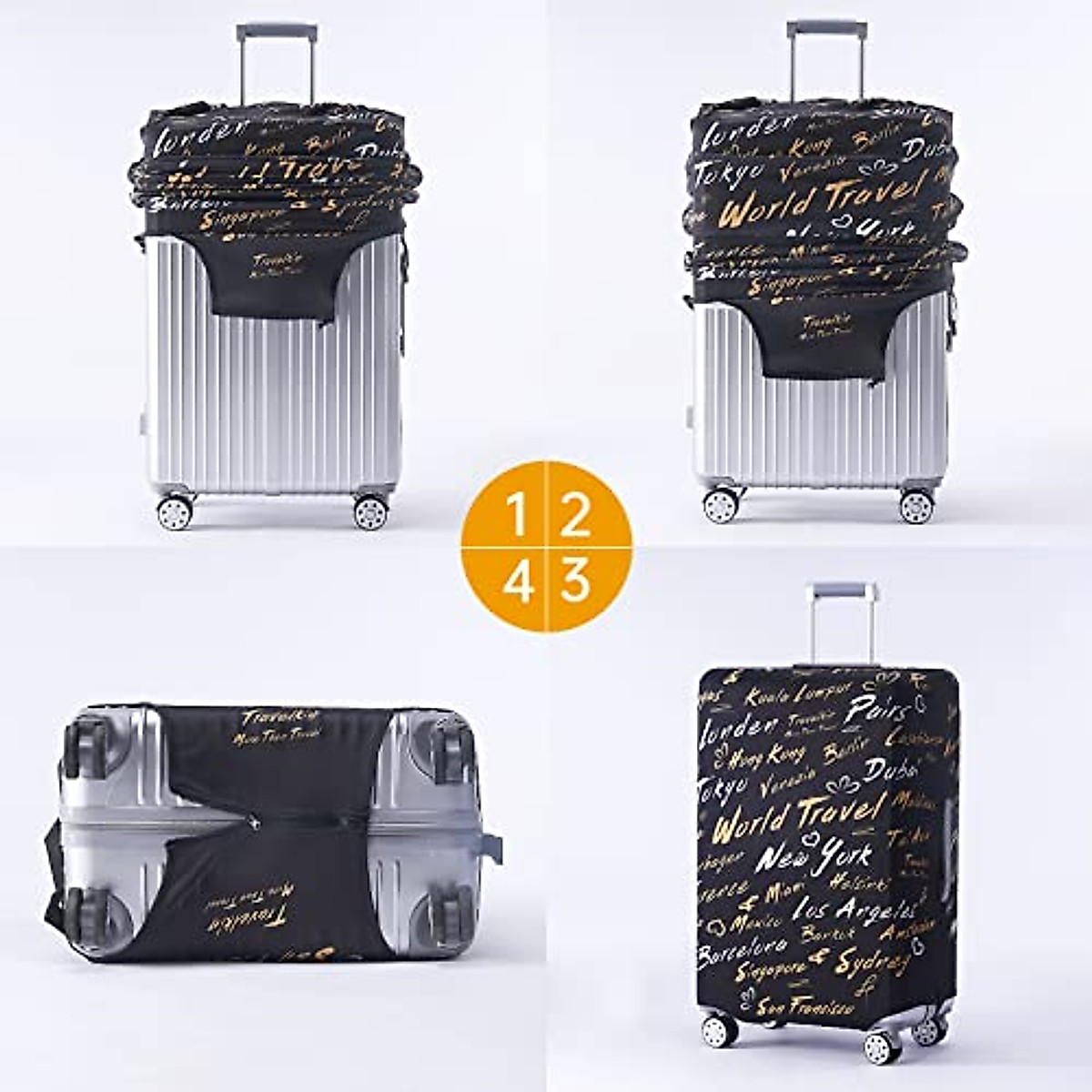 TRAVEL KIN Luggage Covers For Suitcase Tsa Approved,Suitcase Cover Protector Fit 18-32 Inch Luggage