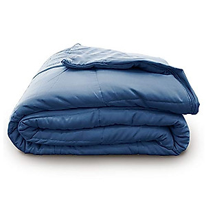 Brookstone Innovations Cooling Weighted Blanket - Machine Washable Removeable Quilted Cooling Zip Off Cover - Measures 48 in. X 72 in. - 18 Pound Weight - Dark Blue