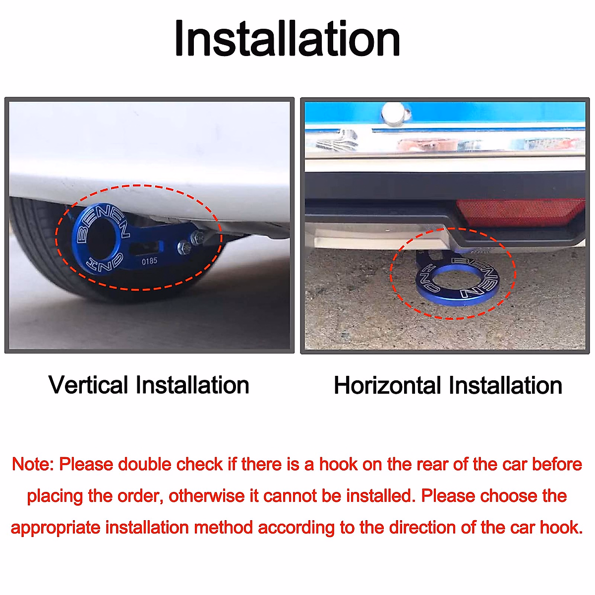 Heart Horse Rear Tow Towing Hook for Universal Car, JDM Bumper Quick Release Auto Trailer Ring Aluminum Alloy, Improved Wiredrawing Anodizing (Red)