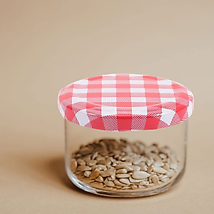 Lurrose 40pcs Mason Jar Lid Checkered Canning Lids for Wide Mouth Jars Regular Canning Lids Four Wide Mouth Food Jar Canning Lids Regular Honey Container Lid Jam Automatic Iron Sealing Cap