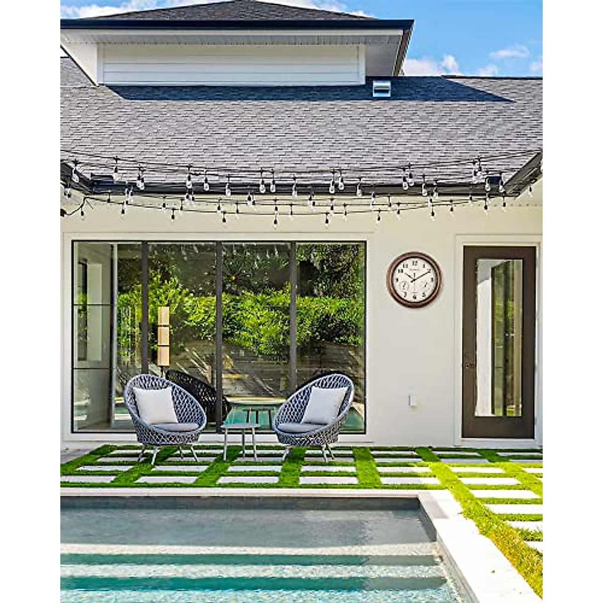 SkyNature Outdoor Clocks Waterproof, Large Outdoor Clock and Thermometer, Silent Wall Clocks Battery Operated, 18 Inch Decorative Rustic Farmhouse Wall Clock for Patio - Bronze