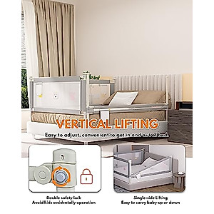 Athradies Bed Rails for Toddlers, 3 PCS Extra Long Toddler Bed Rails for Kids, Height Adjustable Baby Bed Rail Guard, Bed Rails for Full Size Bed