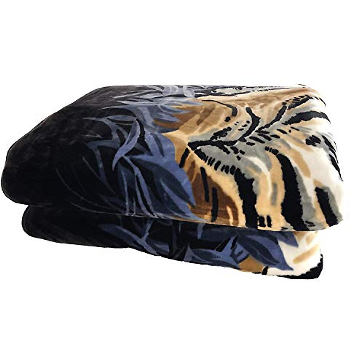 Solaron Super Thick Mink Blanket BM253 Queen 3 Tigers BLACK
