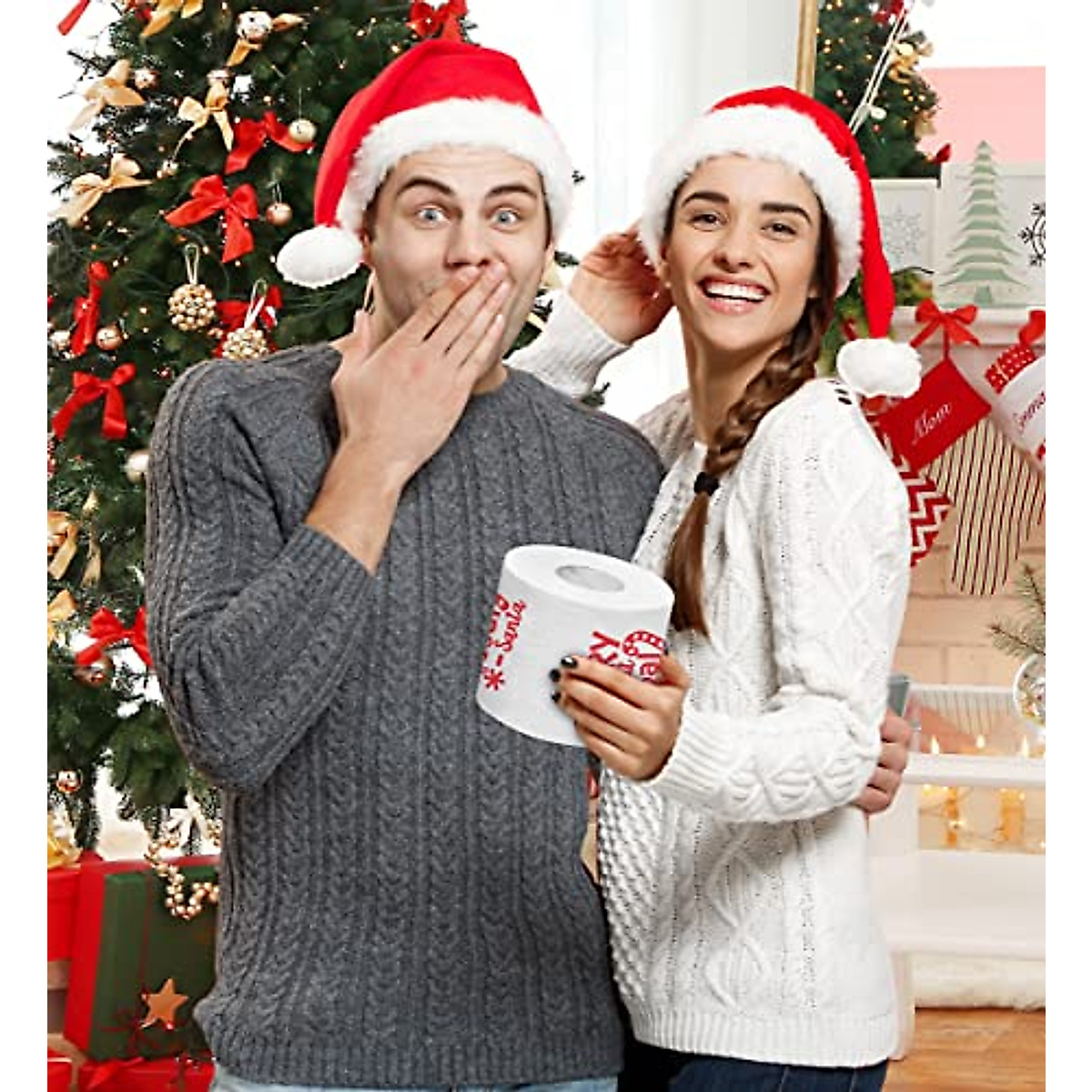 Printed TP Sorry Ran Out of Coal Santa Printed Toilet Paper Gag Gift – Merry Christmas Funny Toilet Paper Roll For Prank, Bathroom Decor, Stocking Stuffers, Novelty Xmas Holiday Gift – 500 Sheets