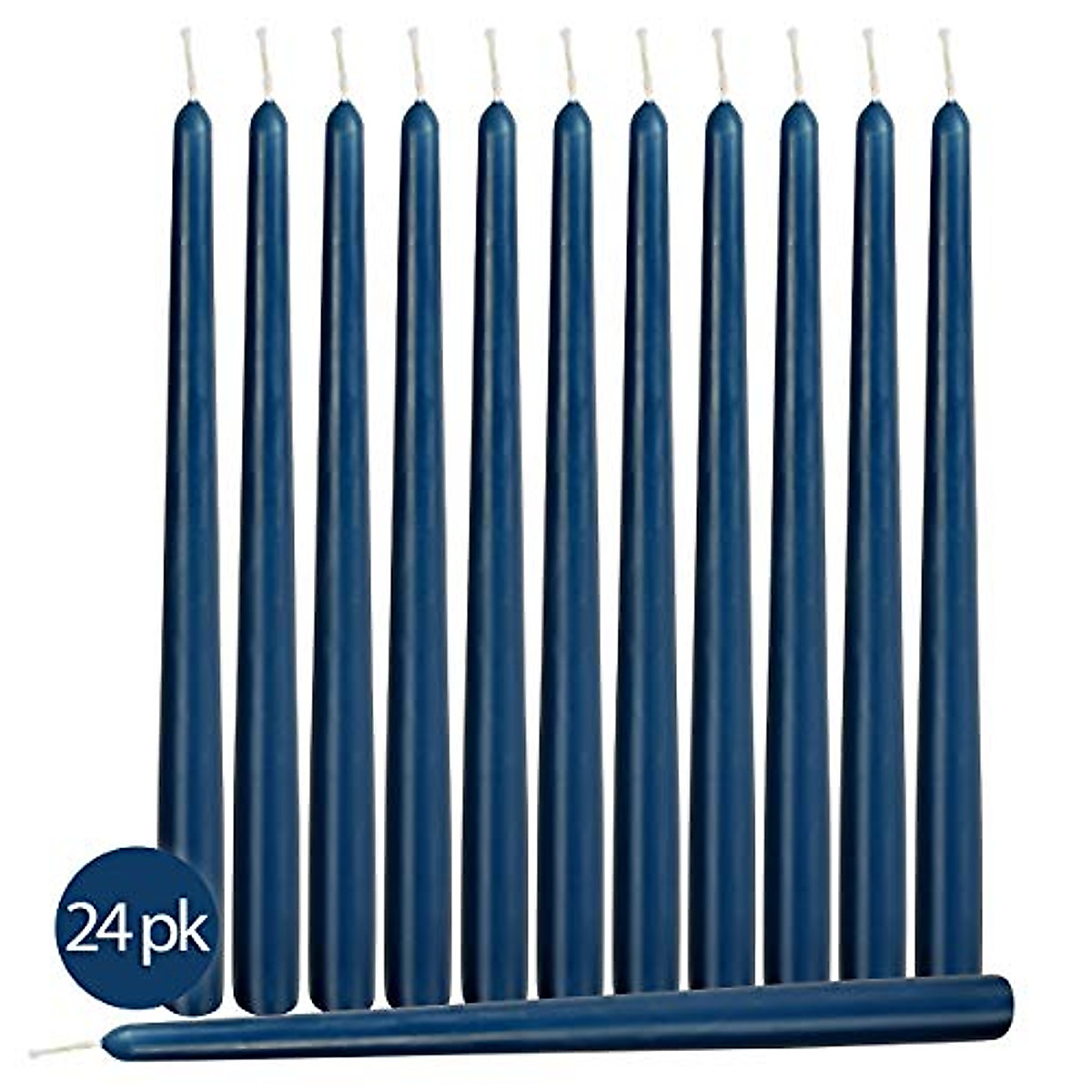 Hyoola Tall Taper Candles - Midnight Blue Dripless Dinner Candle Sticks - Paraffin Wax with Cotton Wicks - 10 Inch (25cm) - 8 Hour Burn Time (24 Pack)