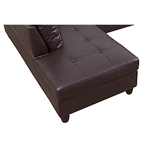 SIENWIEY Sectional Sofa Set, 103.5'' L-Shape Couch 3 PCS with Chaise and Storage Ottoman for Small Space Apartment Living Room Furniture(Brown,Left Chaise) A-brown