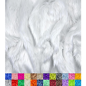 Barcelonetta | Faux Fur Fabric | by The Yard | 60" Wide Roll | Fur Fabric for DIY Projects, Craft Supply, Costume, Decoration, Upholstery, Plush Furry Material (White, Half Yard)