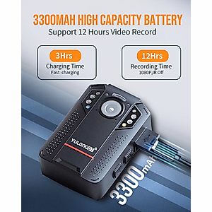 YULONGDT 1440P Body Camera, 128GB Body Cameras with Audio and Video Recording, Wearable Body Camera for Police, Personal, Infrared Night Vision, 3300mAh Battery for Civilian, Law Enforcement