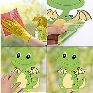 CCINEE 85 PCS Dinosaur Window Cling Decals for Kids,Assorted Cute Dinosaur Foot Print Eggs Window Sticker Decorations for Kids Toddlers