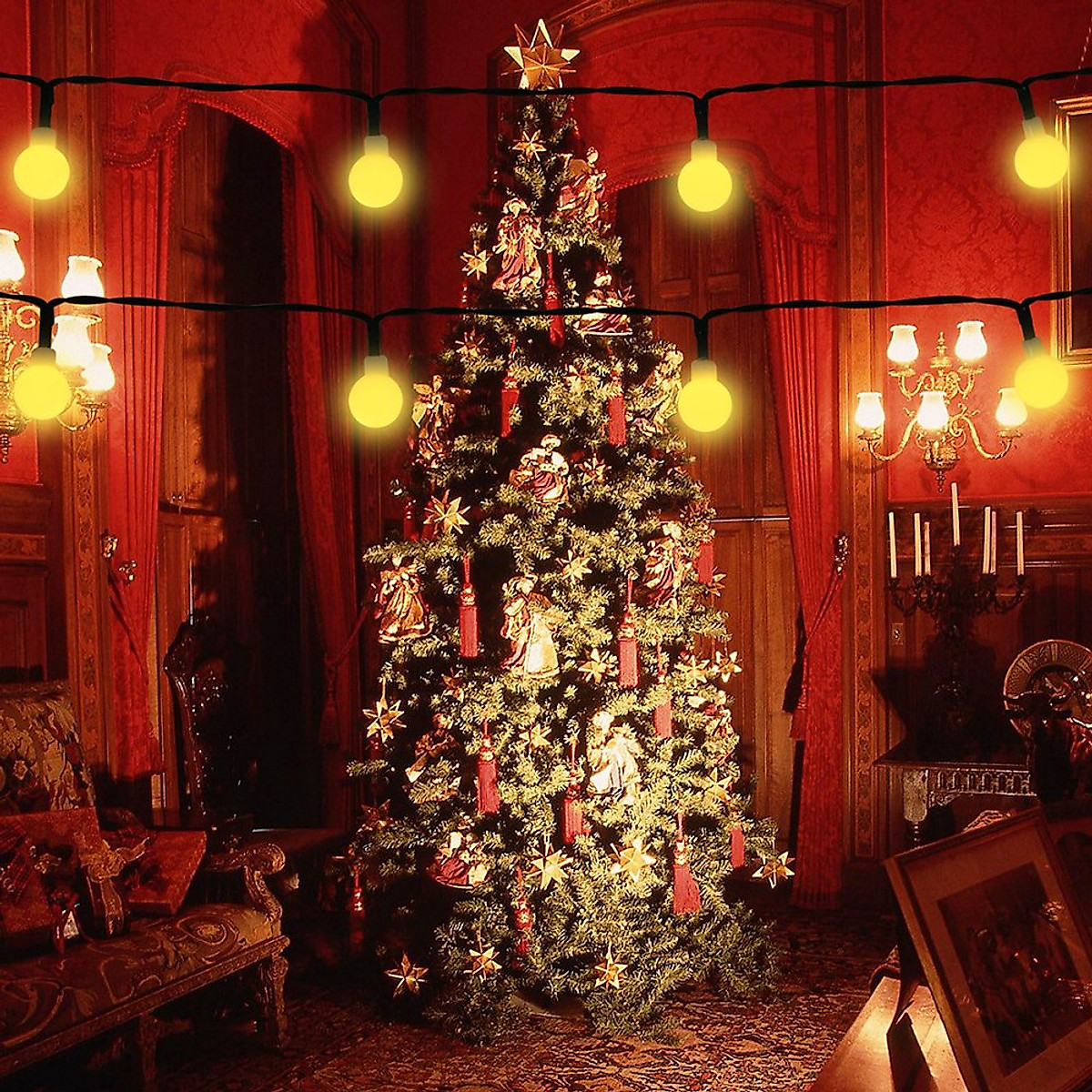 XUNATA 16ft Solar String Lights, Flexible Waterproof 20 LEDs White Ball Lights for Indoor Outdoor Home Patio Lawn Garden Party Holiday Decorations(Warm White)