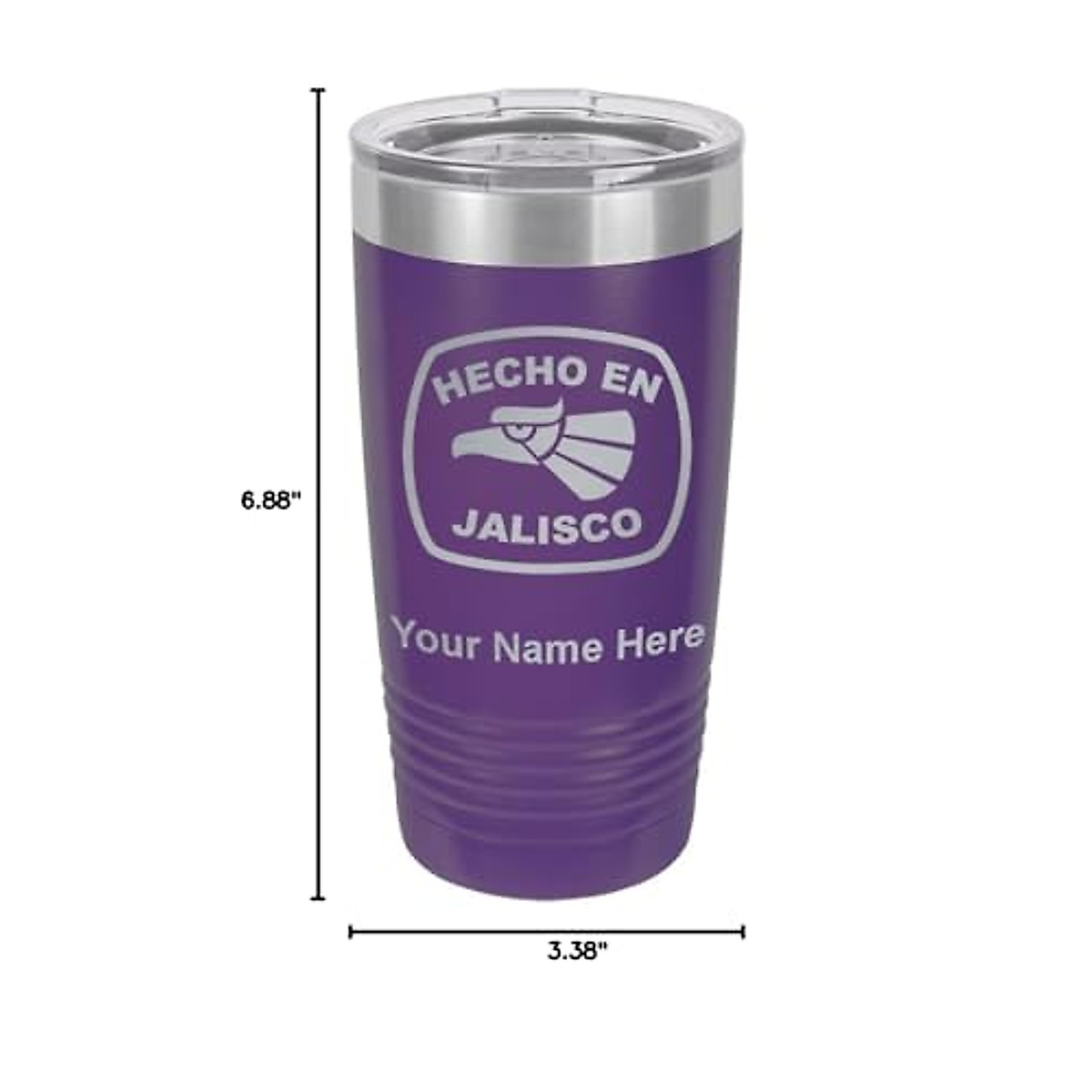 LaserGram 20oz Vacuum Insulated Tumbler Mug, Hecho en Jalisco, Personalized Engraving Included (Dark Purple)