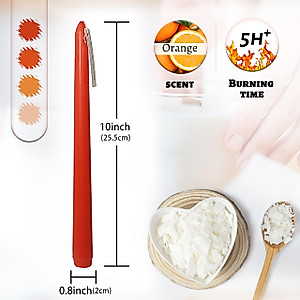 Smokeless Long Taper Candles Orange Scented 10inch Handmade Dinner Candlesticks for Home Decoration Holiday Gifts