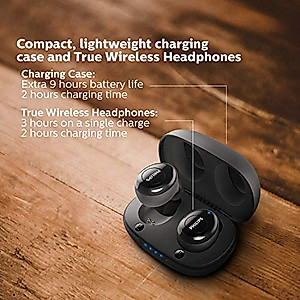 Philips UpBeat UT102 True Wireless in-Ear Earbuds Bluetooth 5.0 Headphone, TWS Stereo with 3+9 Hours Playtime, Multifunction Button + Smart Pairing (TAUT102BK)