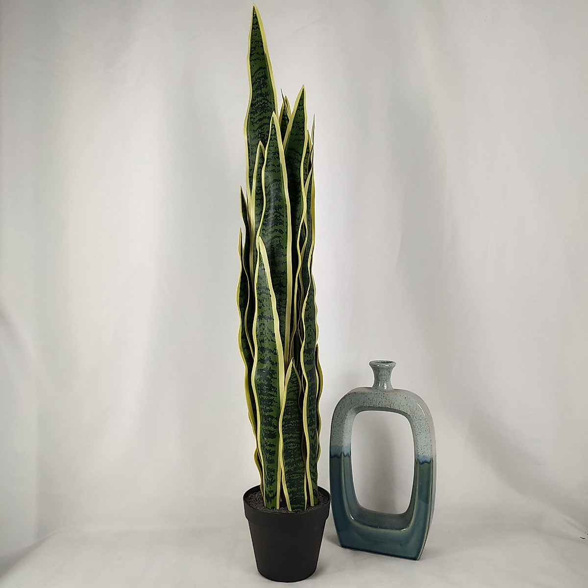 Ailimama Artificial Snake Plant 39 Inch Yellow Fake Sansevieria, Perfect Faux Plants for Home Garden Office Store Decoration