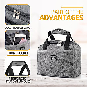 IRONBADGE Insulated Reusable Lunch Bag for Women/Men: Waterproof, 9L, Grey, Work/Picnic/Camping