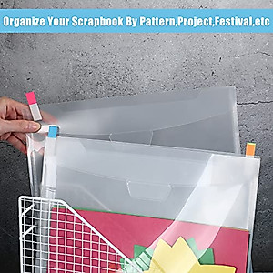 80 Pcs Scrapbook Paper Storage Organizer 12 x 12'' Waterproof Individual Top Loading Files with 100 Sticky Index Tabs Scrapbook Paper Storage for Holding Scrapbook Paper Cardstock Vinyl File Photos