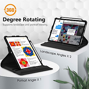 Fintie Rotating Case for iPad Air 11-inch M2 (2024), iPad Air 5th / 4th Generation (2022/2020) 10.9 Inch with Pencil Holder - 360 Degree Rotating Protective Stand Cover, Black
