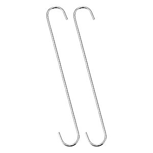 uxcell S Hanging Hooks, 12inch/300mm Extra Long Steel Hanger, Indoor Outdoor Uses for Garden, Bathroom, Closet, Workshop, Kitchen, Silver Tone, 2Pcs