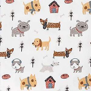 Farm Friends 4 Pack Flannel Burp Cloth Set - Herringbone, Dogs, Plaid and Farm Animal prints, Gray, Yellow, Taupe, and Brown, 100% Cotton Flannel, 11.5 in x 20 in Each