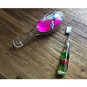 Unique Stocking Stuffer-Novelty Hair Brush and Toothbrush for Girls and Boys - Child- with Rubber Fish,Ducks,Lady Bug Floating in Liquid- Gifts for Men, Women- Emoji, Puzzle,Birthday,Toys for Kids,