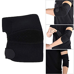 Zer one Fitness Elbow Brace Compression Support Sleeve for Tennis Elbow Sports Elbow Support Pad Guard Strap (Black)