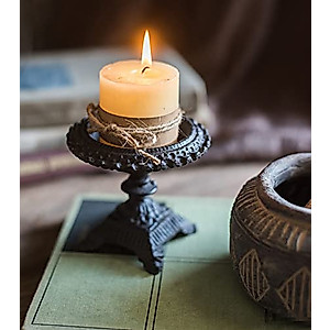 Vixdonos Rustic Pillar Candle Holders Set of 2 Farmhouse Iron Candlestick Holder Garden Decorative Candle Stand Fits for 2 Inches,3 Inches Pillar Candles