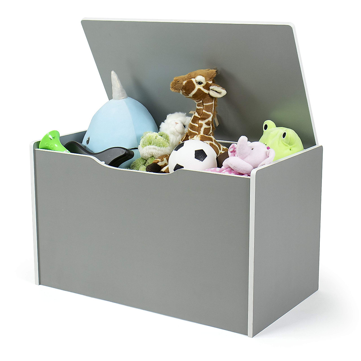 Humble Crew Storage Toy Box with Hinged Lid, Grey/White