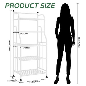 Casulo 5 Tier Metal Standing Shelf Iron Sheet Storage Space Saver, Heavy Duty Storage Tower Rack, Multifunctional Shelving Unit Organizer Outdoor Flower Stand for Kitchen Bathroom Garage Pantry