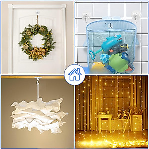 CHOOBY Adhesive Hooks Wall Ceiling: Heavy Duty Damage-Free No-Drill Waterproof Self Stick Cabinet Hook Hanging Small Plant Towel Lights Coat for Door Shower Bathroom Kitchen - 4Pack White