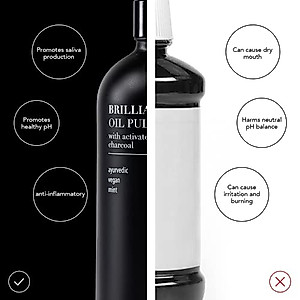 Brilliant Black Oil Pulling, Natural Ayurvedic Blend of Activated Charcoal and Coconut Oil, Oil Pulling Mouthwash Rinse with Peppermint Essential Oil - Terra & Co.