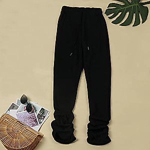 Womens Active Sweatpants Fleece Lined Workout Sport Yoga Leggings Bootcut Stacked Casual Joggers Pants