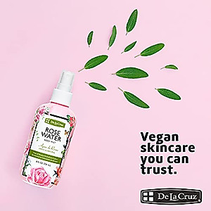 De La Cruz Rose Water Body Mist - Rosewater Spray for Face, Skin and Hair 8 fl oz (1 Bottles)
