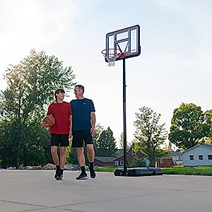 Lifetime Pro Court Height Adjustable Portable Basketball System, 44 Inch Backboard, Red/White