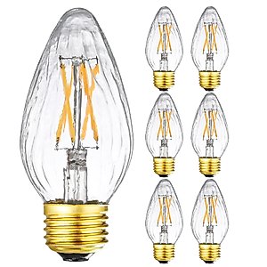 Leools Dimmable E26 led Bulb 6W Equal 60 watt Vintage LED Edison Bulb AC120V 3000K Soft White F15 LED Bulb for Ceiling Fan Light Bulbs,Pendant Bulb and Chandeliers Light Bulb 600LM Clear Medium 6Pack