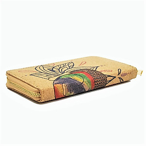 Soul Living Creations Buddha Cork Vegan Wristlet Wallet - Spiritual Design- rooom for credit cards, coins & bills and cellphone