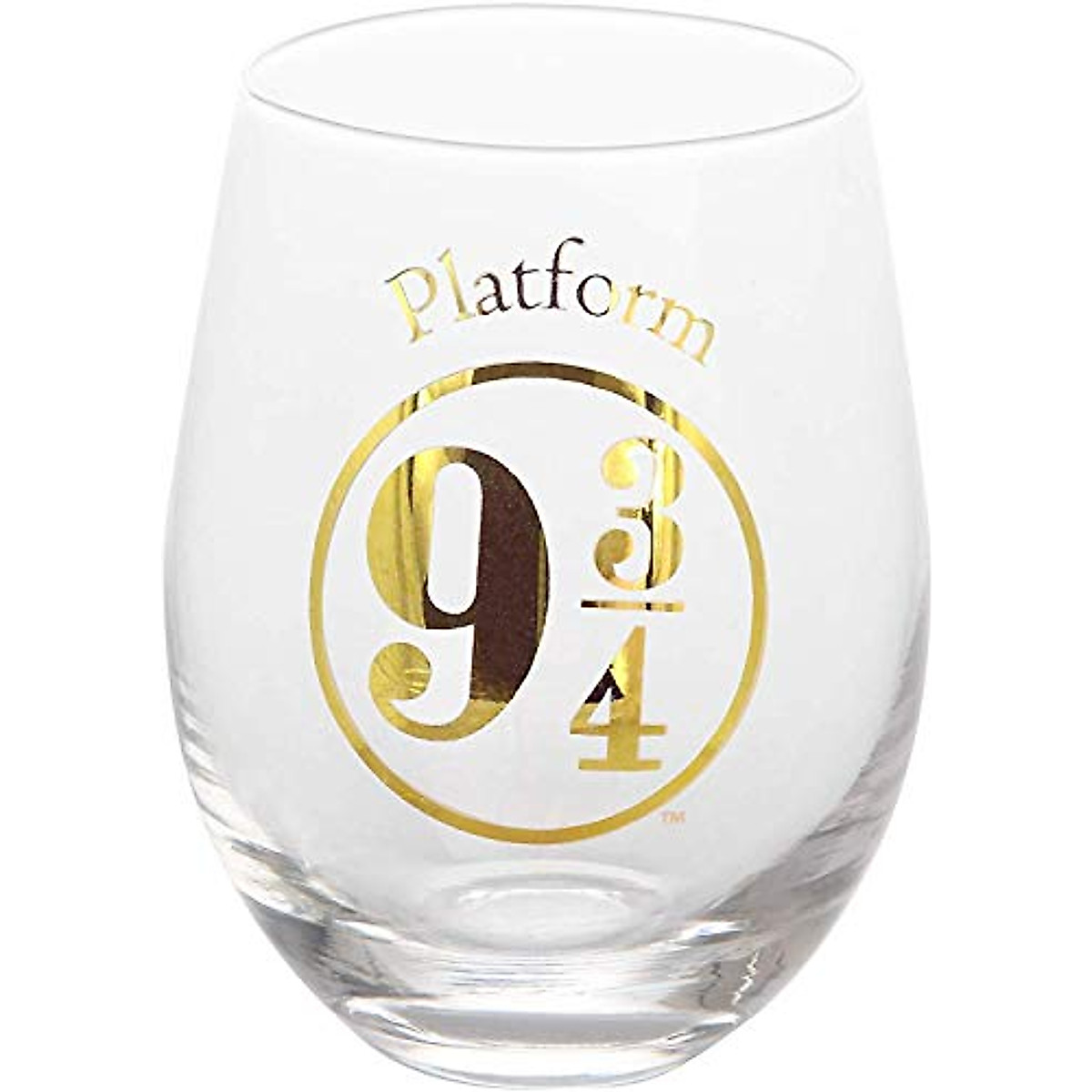 Harry Potter Stemless Wine Glasses, Set of 4 - Gold Harry Potter Symbols and Designs - Glass - 17 oz