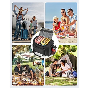 DEERFAMY Super Large Lunch Bag Insulated Cooler Bag Lunch Bag for Women Men, Lightweight Soft Cooler Bag Portable for Work Travel Road-Trip Sport Camping Picnic Black