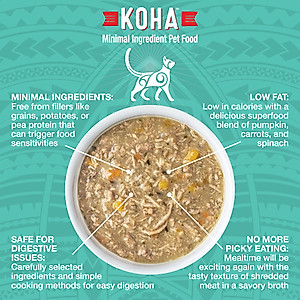 KOHA Pure Shreds Duck Entrée for Cats, Single Meat Wet Cat Food 2.8oz Cans (Pack of 24)