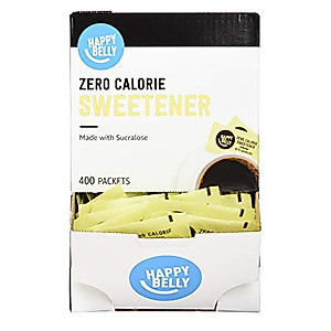 Amazon Brand - Happy Belly Zero Calorie Yellow Sucralose Sweetener Powder, 400 Packets, 14.1 ounce (Pack of 1)