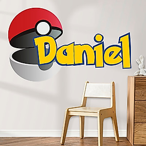 Generic Custom Name Wall Decal for Boys Bedroom - Wall Sticker for Kids Room - Custom Wall Decals for Decoration - Customization Decal Wall Decor for Kids Rooms, Red and White