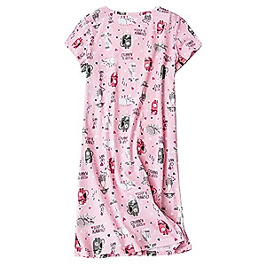 Nightgowns for Women Cotton Sleep Shirt Plus Size Night Gown Casual Night Shirts Pajamas Soft Sleepwear Pink Cat 2XL