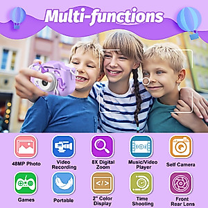 Mgaolo Children's Camera Toys for 3-12 Years Old Kids Boys Girls,HD Digital Video Camera with Protective Silicone Cover,Christmas Birthday Gifts with 32GB SD Card (Purple)